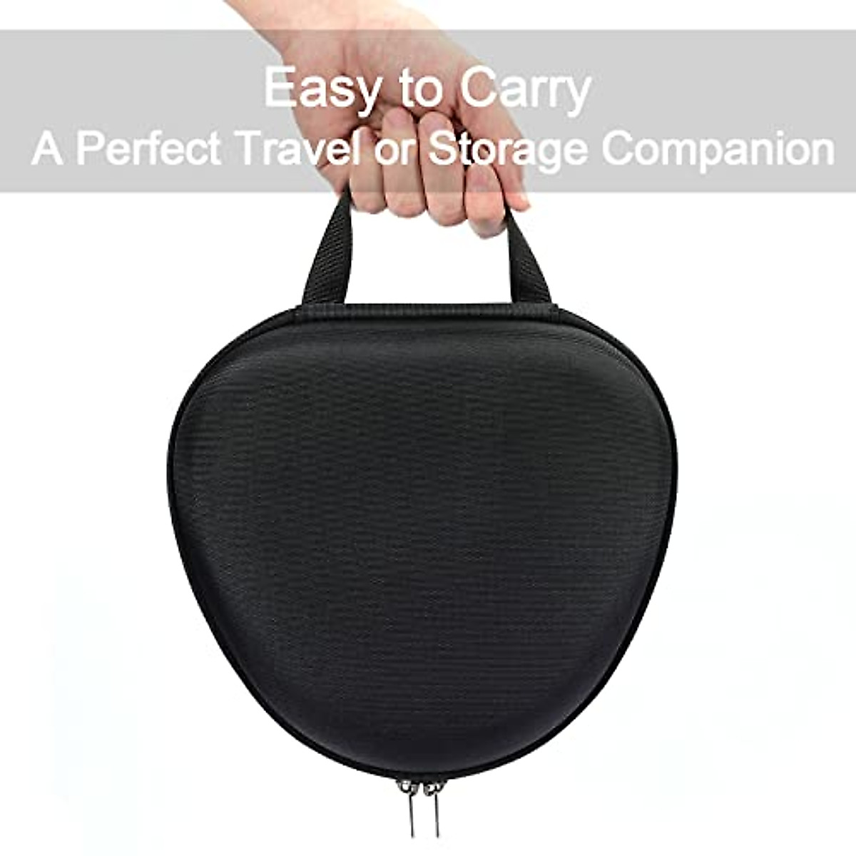 Hard Travel Carrying Case for Apple AirPods Max Headphone and It's Accessories, Protective Storage Bag - Black (Grey Lining)