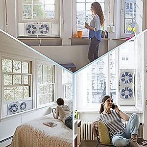 Lasko W09560 Bluetooth Enabled Twin 9-Inch Window Fan with Independent Electrically Reversible Intake & Exhaust Motors with Thermostat and Timer for Bedroom Indoor Home Use, White