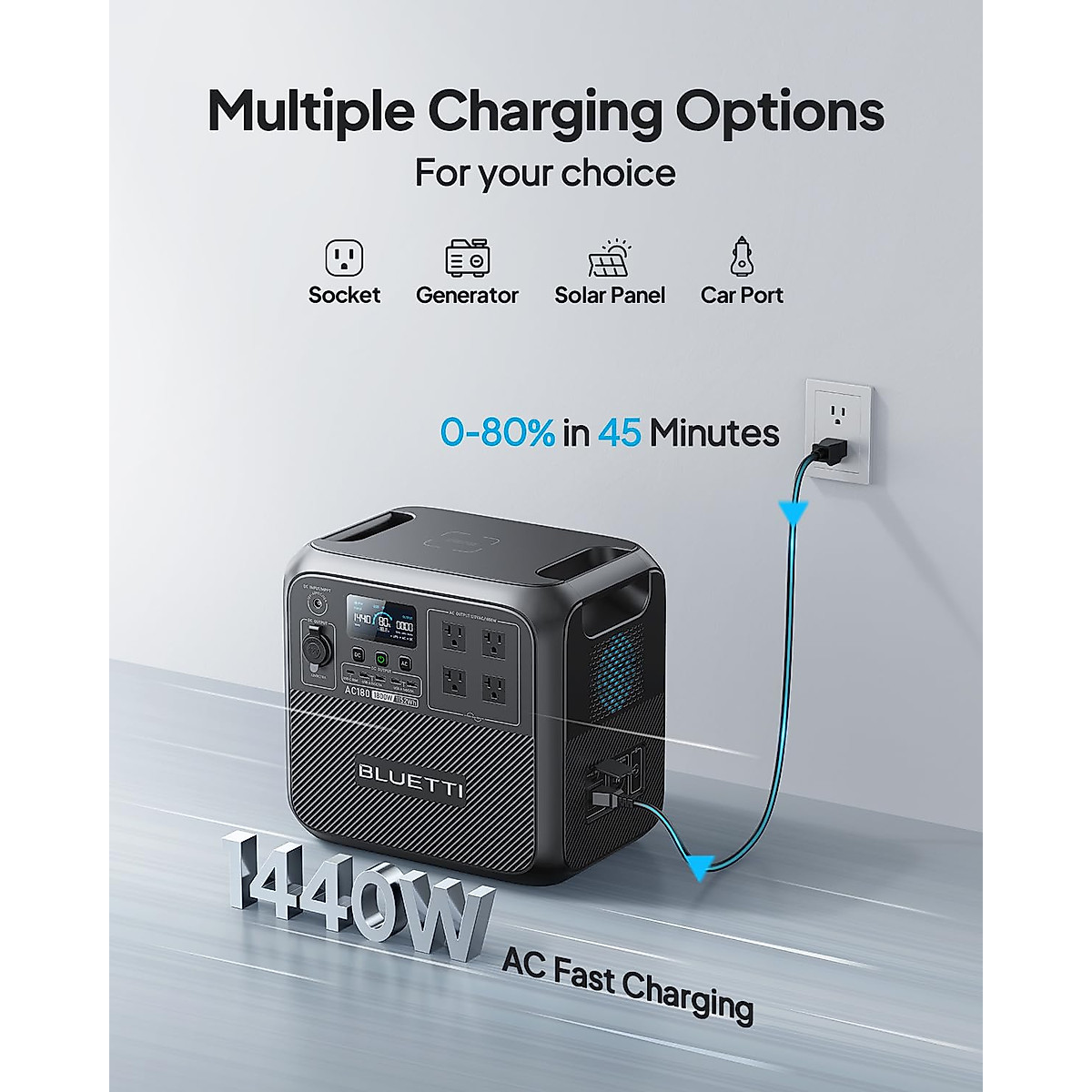 BLUETTI AC180 Portable Power Station for Camping & Backup
