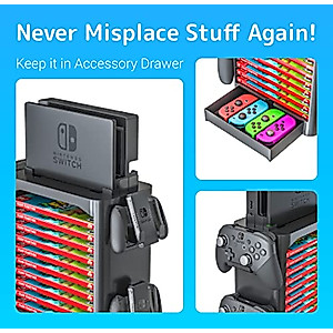 Skywin Game Storage Tower for Nintendo Switch - Nintendo Switch Game Holder Game Disk Rack and Controller Organizer Compatible with Nintendo Switch and Accessories