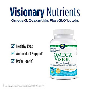 Nordic Naturals Omega Vision, Lemon - 60 Soft Gels - with Zeaxanthin and FloraGLO Lutein, for Healthy Eyes and Vision - 30 Servings