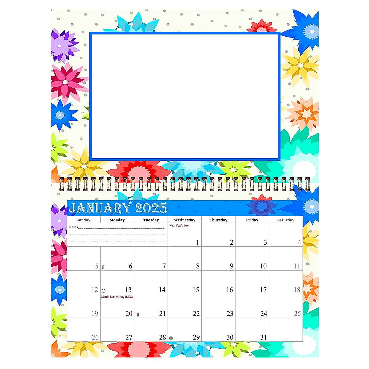 2025 Photo Frame Wall Spiral-bound Calendar (Add Your Own Photos) - 12 Months Desktop/Wall Calendar/Planner - (Geometrics Edition #001)