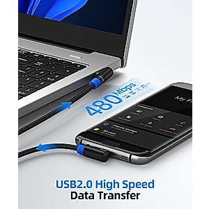 SUNGUY Right Angle Micro USB Cable 3FT [2-Pack], Short 90 Degree Micro USB Cable Nylon Braided Fast Charging Cords Data Sync for Samsung S7 S6 Note 5, Kindle, LG, Power Bank