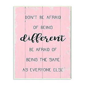 Stupell Industries Don't Be Afraid Pink Texture Inspirational Word, Design by Artist Daphne Polselli Wall Art, 10 x 15, Wood Plaque