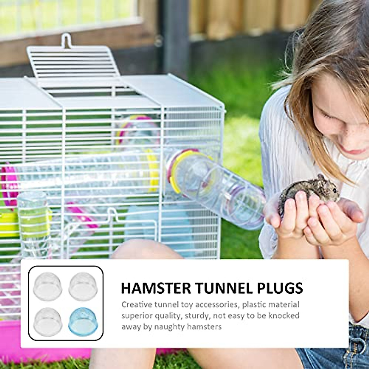 4Pcs Hamster Tube Accessories, Hamster Tube Hamster Tunnel Caps Pet External Cage Plugs Small Animal Hutch Guinea Pig Toy for Chinchilla Squirrel Hamster, Random Color