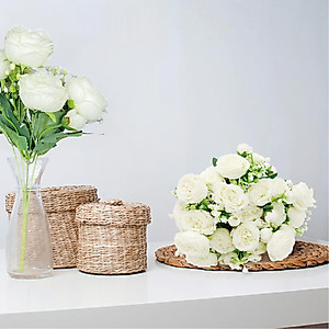 AIPOKE Artificial Persian White Rose 4pcs Bouquet with 20 Heads White Flowers for Home Garden Decor Wedding Party