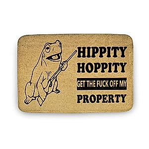 Outory New Frog Hippity Hoppity Get The Fuck Off My Property Coir Doormat,Funny Doormat Housewarming Gift New Home,Home Decor,Welcome Mat,Indoor Doormat,Front Back Door Mat 23.6x15.7 Inch