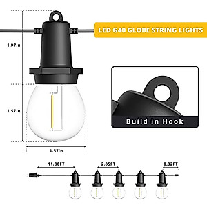 Sunnyload 52FT Outdoor String Lights Waterproof, 110 Volts Outdoor Decorations for Patio, Yard, Garden, Porch, Backyard,Heavy-Duty Decorative Cafe Hanging Lights,with 15 LED Shatterproof Bulbs