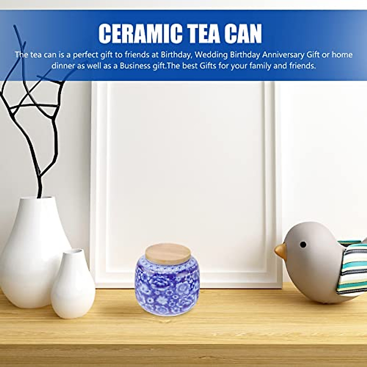 Ceramic Storage Jar Ceramic Tea Storage Jar With Lids Tea Tins Cans Canister Food Storage Containers For Kitchen Coffee Sugar-230ML Porcelain Tea Canister