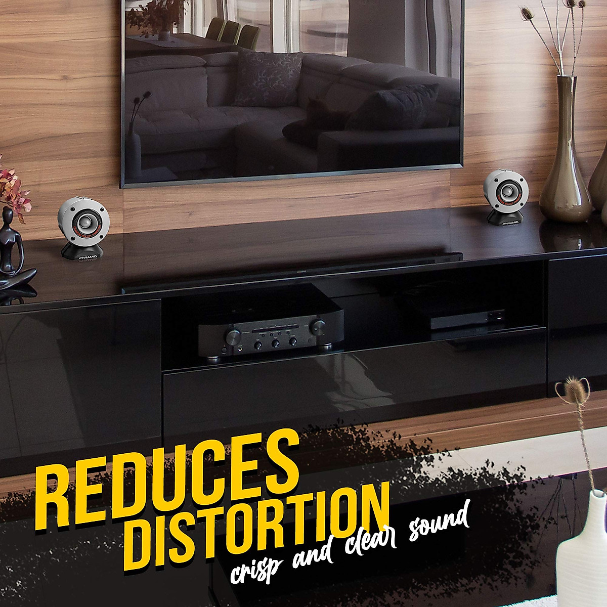 Pyramid 300 Watt Marine Tweeter Speaker - 3.75” Aluminum Bullet Horn w/ 1” Titanium Dome Tweeter, 2k-25kHz Frequency Response, 4 Ohm Impedance, Heavy Duty 20 Oz. Magnet Structure -TW28 (Pair)