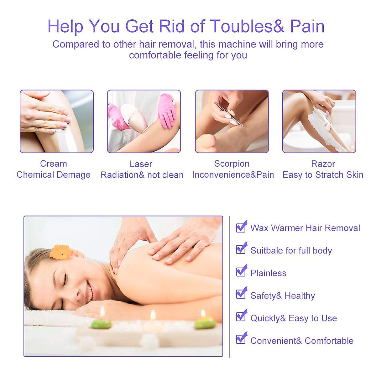 Roll-On Electric Waxing Machine for Painless Hair Removal, Warm Roller Wax Cartridge with Pedestal for Women and Men