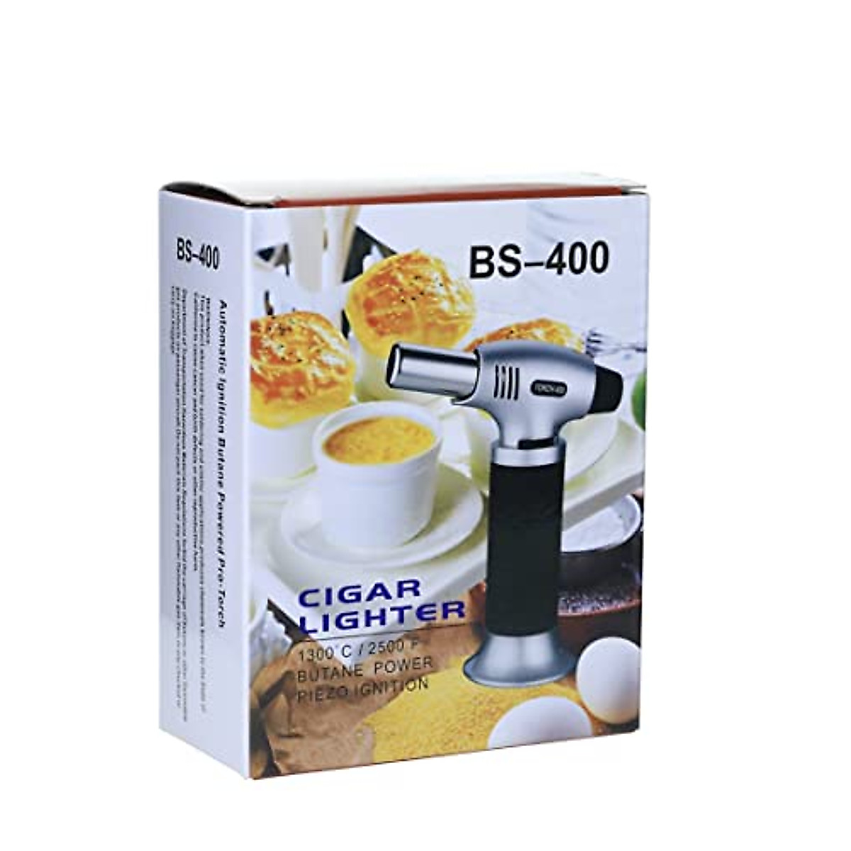 Torch, Refillable Kitchen Torch Lighter, Fit All Butane Tanks Blow Torch with Safety Lock and Adjustable Flame for Desserts, Creme Brulee, BBQ and Baking