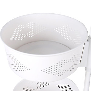 QIUTMER Rotating Storage Rack 5 Tiers Round Rotating Fruit and Vegetable Basket Kitchen Storage Rack with Universal Wheels White for Living Room Kitchen Laundry Room Craft Room Bathroom