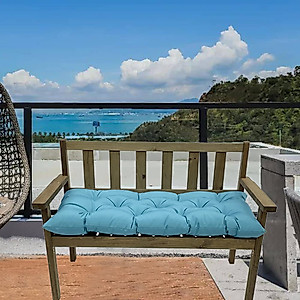 Shapeazy Outdoor/Indoor Waterproof Bench Cushion,Non-Slip Bench Pads with Ties Swing Chair Tatami Cushion,Bench Cushions for Patio Backyard Porch Garden Wicker Furniture (47.2*19.7inch, blue)