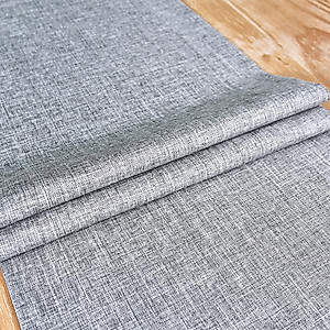NEWISHER Farmhouse Rustic Table Runner Solid Grey Rectangular Table Runners Faux Linen Table Runner for Everyday Use Kitchen Dining Party Table 13x36 Inch