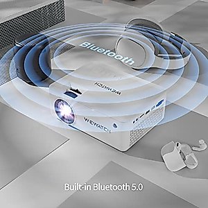 WiFi Bluetooth Projector with 120 inch Projector Screen, WEWATCH 8500L Portable Movie Projector for Home Outdoor, 1080P Video and 260" Display Supported, Use with TV Stick, HDMI, iOS, Android