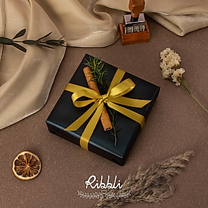 Ribbli Black Metallic Wrapping Paper Matte Black Solid Color Paper Perfect for Birthday Christmas Baby Shower Wedding Valentine's Day- 17Inch x 394Inch(33Feet)