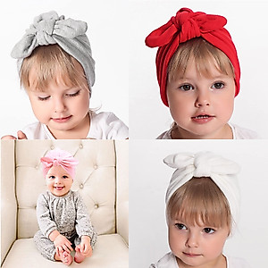 Solalux Turbans for Baby Girl Cotton Baby Turban Bow Beanie Infant Hats 0-3 Years
