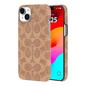 Coach Signature Canvas Slim Wrap iPhone 15 Plus Case, Compatible with Wireless Charging - Signature Tan