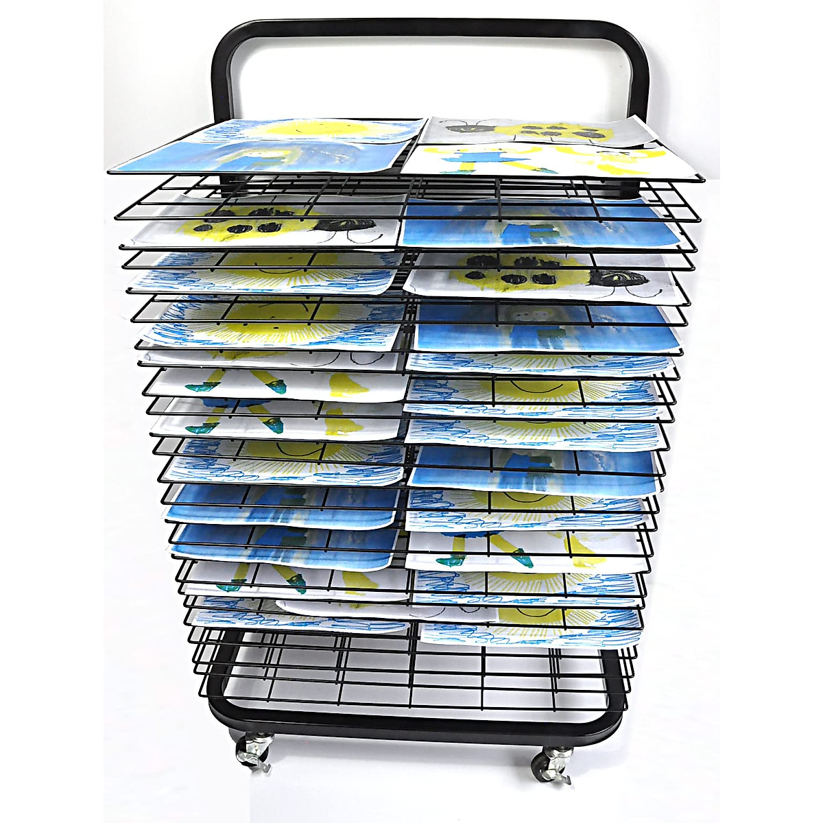 Joymaney Art Drying Rack - Mobile Metal Art Storage Rack with Extra Large 25 Removable Shelves, Art Organizer for Kids, Art Studio Organization and Storage, Artwork Storage, Craft Room