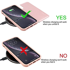 Arae Case for iPhone Xr - Wallet Case with PU Leather Card Pockets [Shockproof] Back Flip Cover for iPhone Xr 6.1 inch (Rosegold)