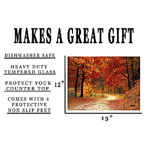 Rogue River Tactical Fall Autumn Leaves Road Trail Kitchen Glass Cutting Board Country Decorative Gift Design