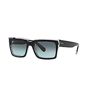 Ray-Ban RB2191 Inverness Rectangular Sunglasses, Black On Transparent/Blue Gradient, 54 mm