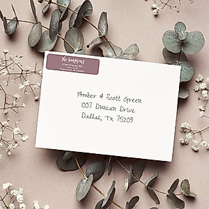 Modern Dusty Purple Rolled Address Labels/Roll of 250 Muted Plum Personalized Address Labels/Designer Return Address Stickers in Elegant Plastic Dispenser