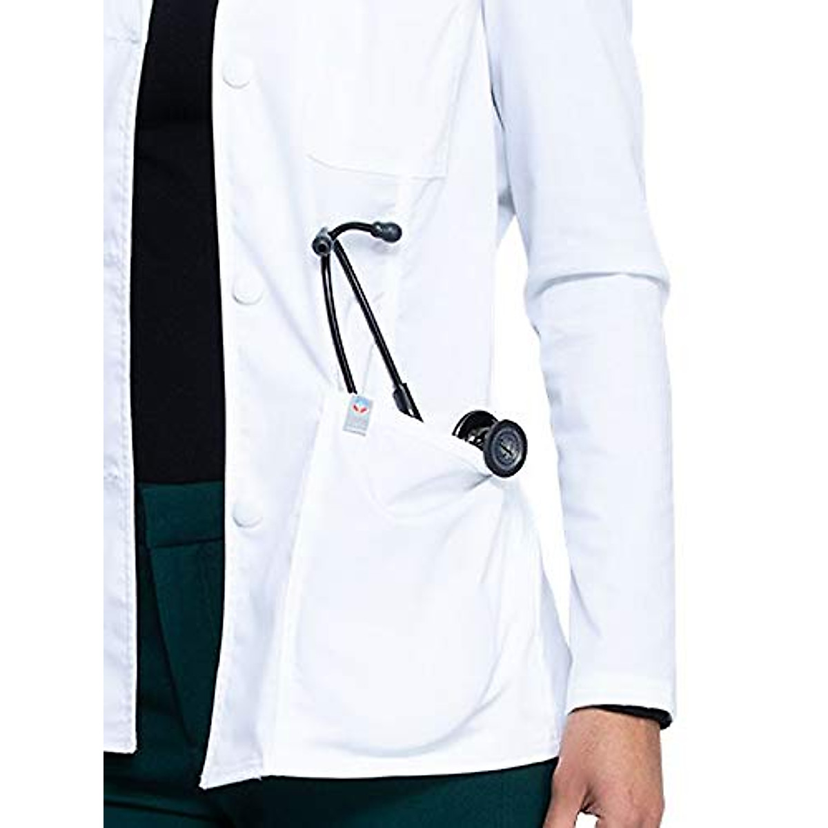 Cherokee Women Scrubs Lab Coat Workwear Revolution Tech 28" Consultation WW450AB, M, White