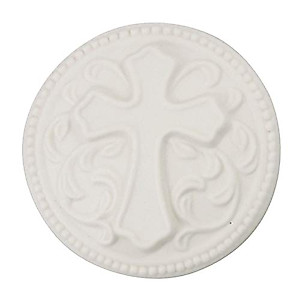 White Porcelain Cross Rosary Jewelry Box, 2 3/4 Inch