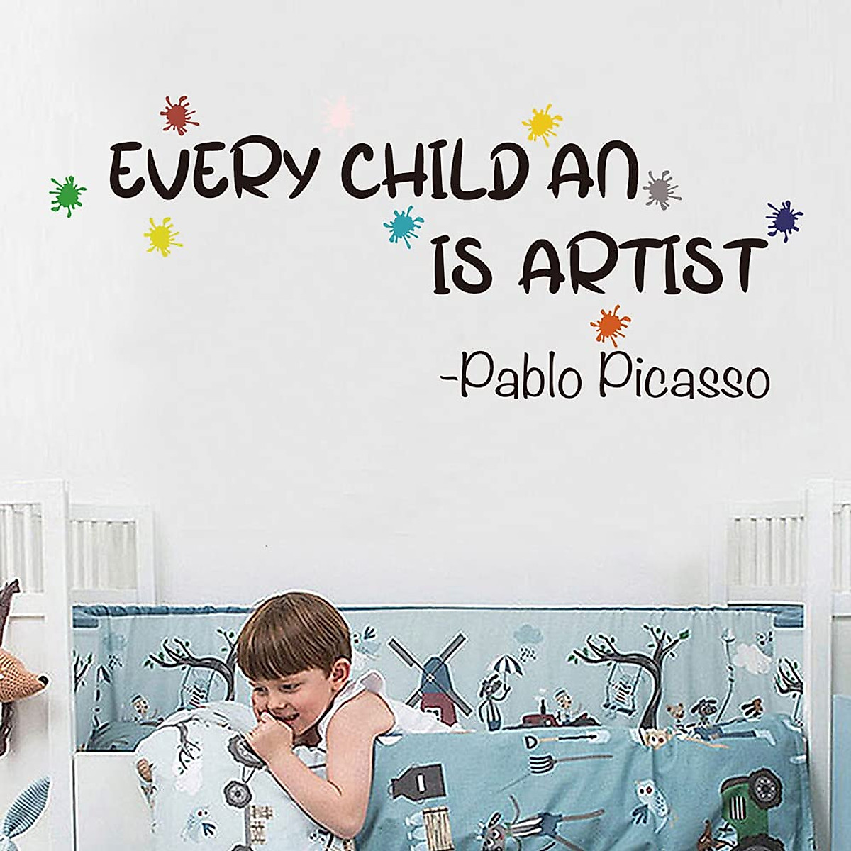 Summerjokes Every Child is an Artis Inspiring Funny Wall Sticker Decal Vinyl Sticker, Family Living Room Children's Room Kindergarten Classroom Creche Nursery Art Wall Decoration