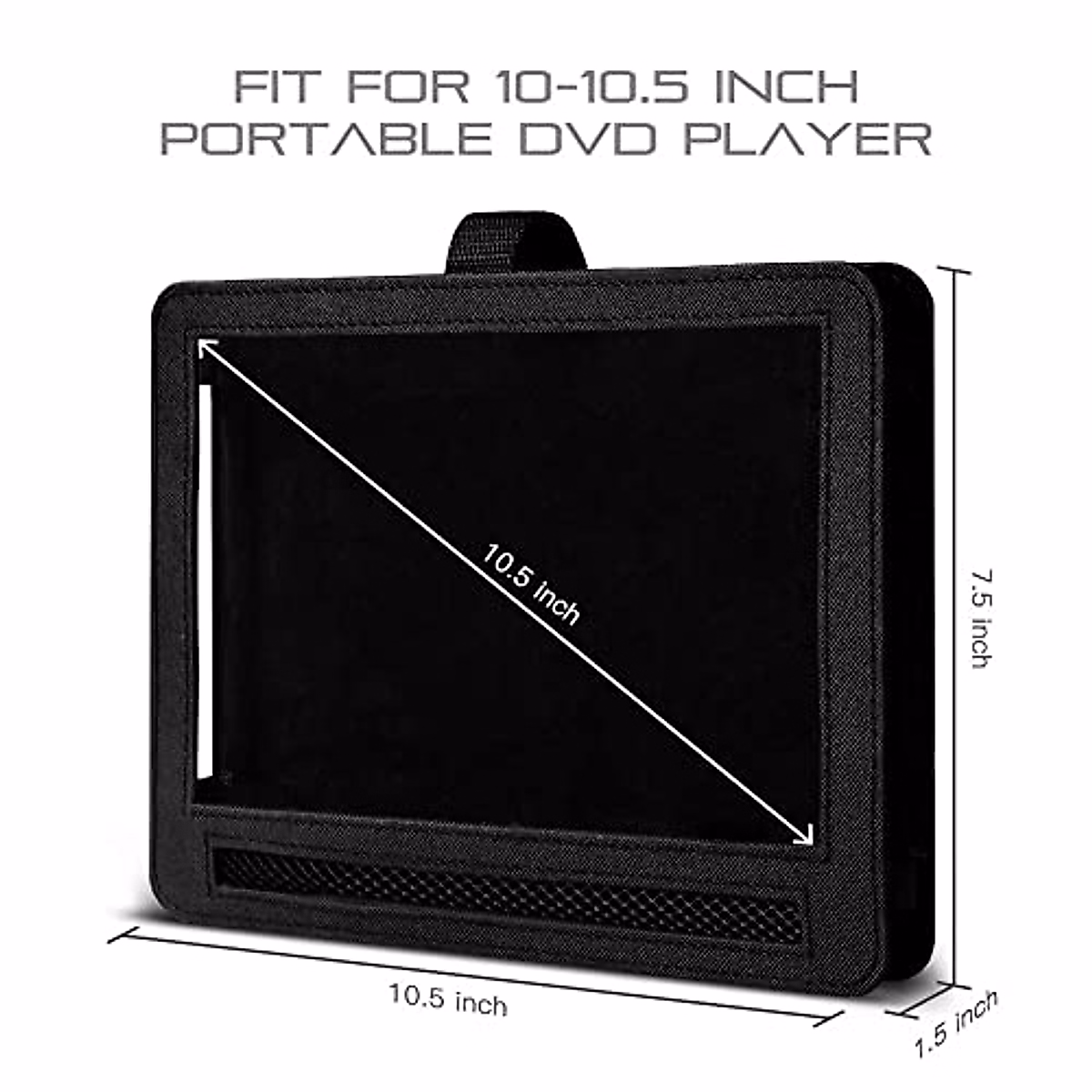 ZugGear Car Headrest Mount Holder Strap Case for Swivel and Flip Style Portable DVD Player - 10 Inch to 10.5 Inch Screen