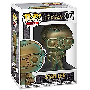 Marvel POP Stan Lee [Patina] Funko Pop! Icons Vinyl Figure (Bundled with Compatible Pop Box Protector Case), Multicolor, 3.75 inches