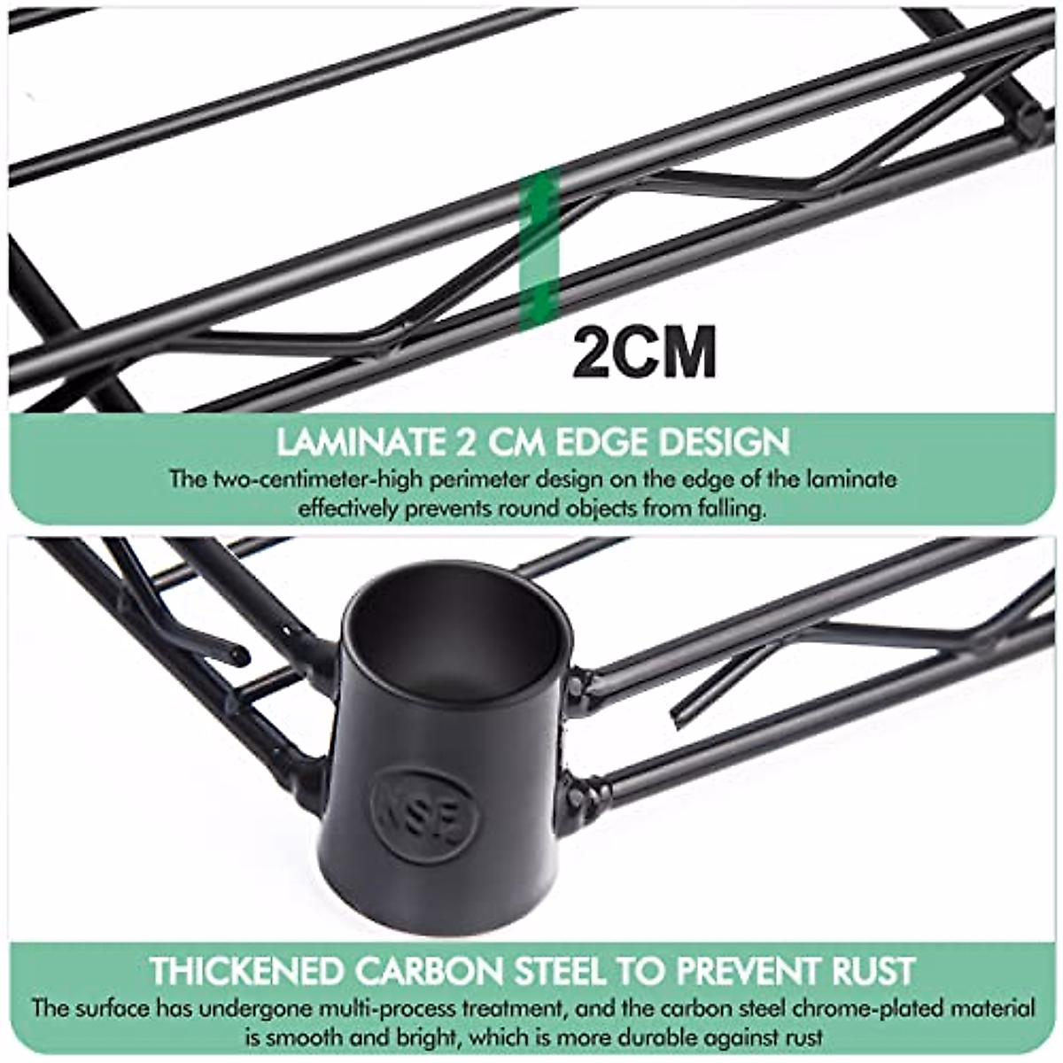 Pusalxl NSF Certified Storage Shelves Heavy Duty Steel Wire Shelving Unit with Wheels and Adjustable Feet Used as Pantry Shelf Garage or Kitchen Shelving - (13.8"x23.6"x59" 5-Tier)