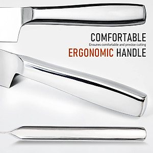 Topfeel Knife Set for Kitchen with Block, Sharp Knife Set 6 Piece, High Carbon Mirror Polishing Stainless Steel Chef Knife Set with Gift Box