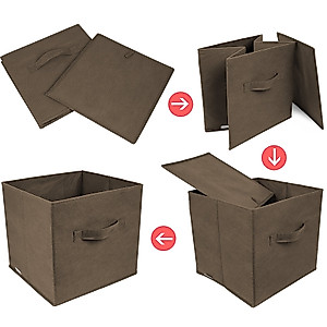 Greenco Foldable Storage Cubes Non-woven Fabric -6 Pack-(Brown)
