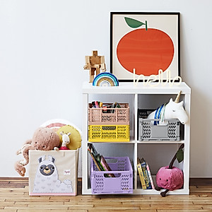 3 Sprouts Recycled Plastic Collapsible Crate - Stackable Folding Storage Crate for Organization for Adults & Kids - Foldable Plastic Crate - Large - Yellow