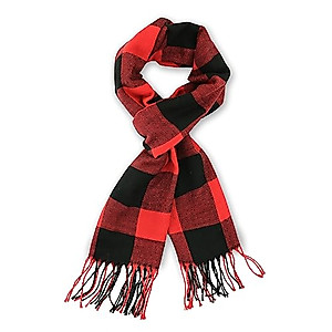 vimate Black Red Buffalo Checks Scarf, Super Soft Luxurious Cashmere Feel unisex for Men and Women Winter Scarf (US-Black Red Buffalo Checks)