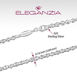ELEGANZIA 925 Sterling Silver Chain for Men, 3.69mm Polo Silver Mens Chain, Adjustable 22-24 inch Chains For Boys