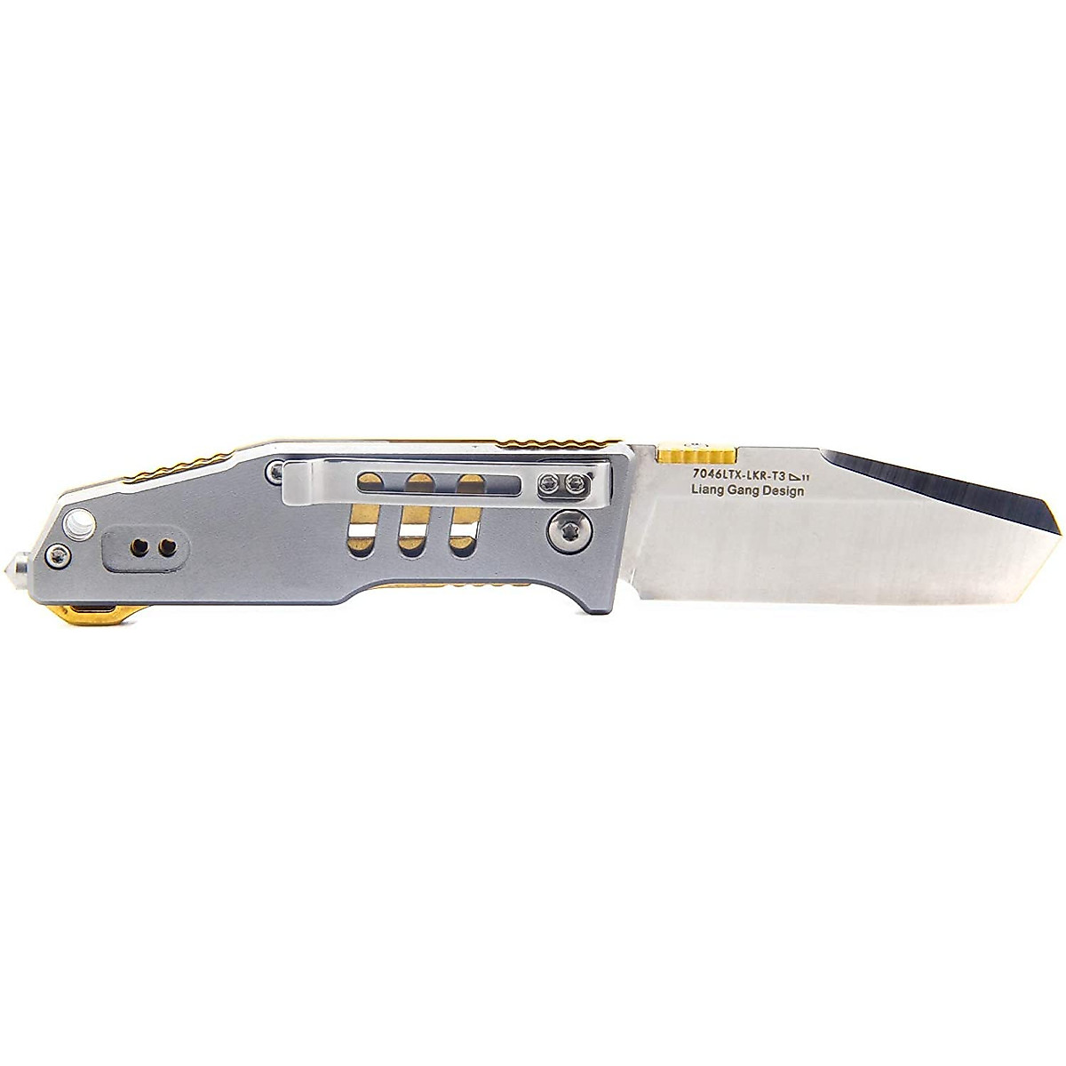 Sanrenmu 7046 Folding Pocket Knife with Tanto Blade Multi function Knife (Grey&Golden)