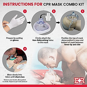 Ever Ready First Aid Adult and Infant CPR Mask Combo Kit with 2 Valves with Pair of Vinyl Gloves & 2 Alcohol Prep Pads - Tactical Black