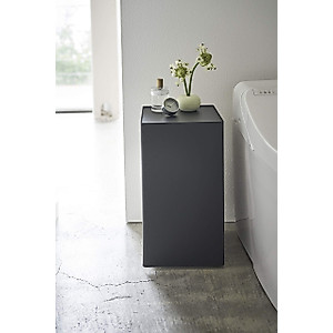 Yamazaki Home Bathroom Organizer Rolling Steel | Toilet Paper Stocker, One Size, Black