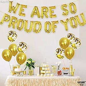 We Are So Proud of You Balloons - 16 Inch | Gold We Are So Proud of You Banner with Confetti Balloons | Gold Graduation Party Decorations 2023 | Graduation Balloons, College Graduation Decorations