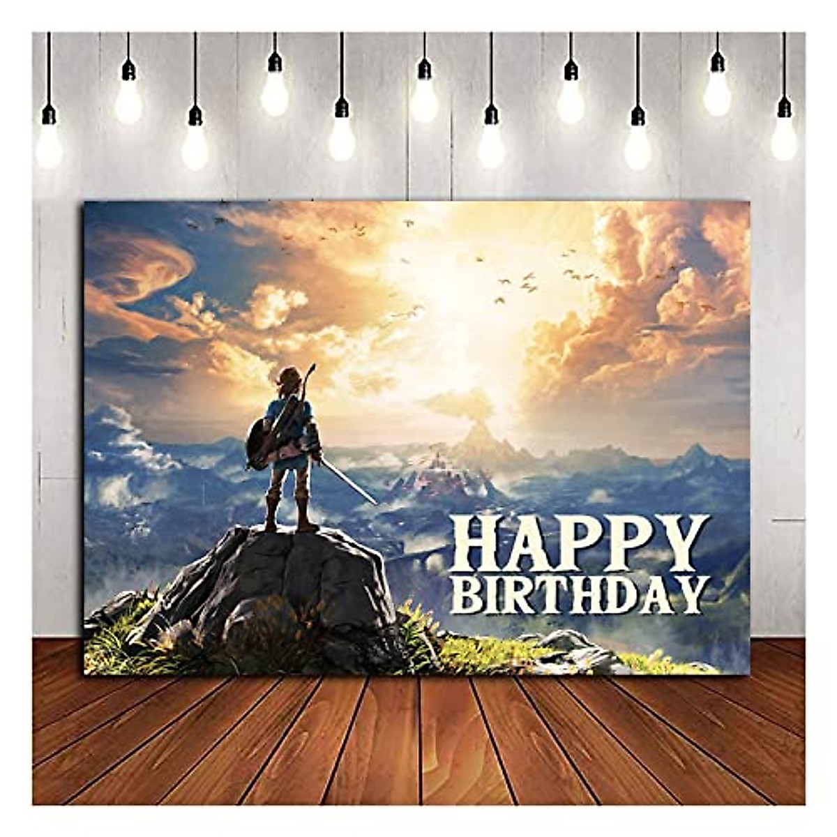 Cartoon Movie The Legend of Zelda Theme Happy Birthday Photography Background for Kids Birthday Portrait Baby Shower Decoration Cake Table Banner Photo Backdrops 5x3ft