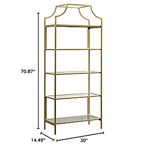Sauder 421434 International Lux Bookcase, L: 30.0" x W: 14.49" x H: 70.87", Satin Gold Finish
