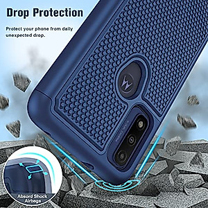 BNIUT for Motorola Moto G Pure Case: Dual Layer Protective Heavy Duty Cell Phone Cover Shockproof Rugged with Non Slip Textured Back - Military Protection Bumper Tough - 6.5inch (Navy Blue)