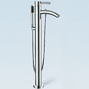 Hannah 59 inch Freestanding Bathtub in White with Floor Mounted Faucet, Drain and Overflow Trim in Polished Chrome