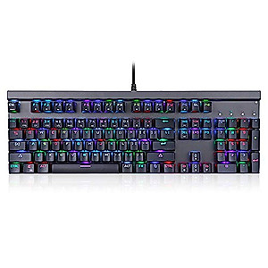 Teerwere Gaming Keyboard USB Wired 104 Key RGB Backlit Mechanical Gaming Keyboard Blue/Red Switch Aluminum Alloy Plate Mechanical Gaming Keyboard (Color : White, Size : Blue Switch)