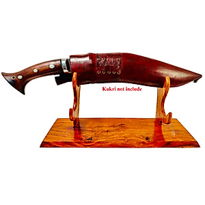 Gurkha Kukri Display Wooden Stand- Two Tier Handmade Wooden Kukri Knife Stand Fit for Size 14-17 Inch Long Kukri included Handel and Blade Real Nepaloden Sword Kukri Knife Display Wooden Stand