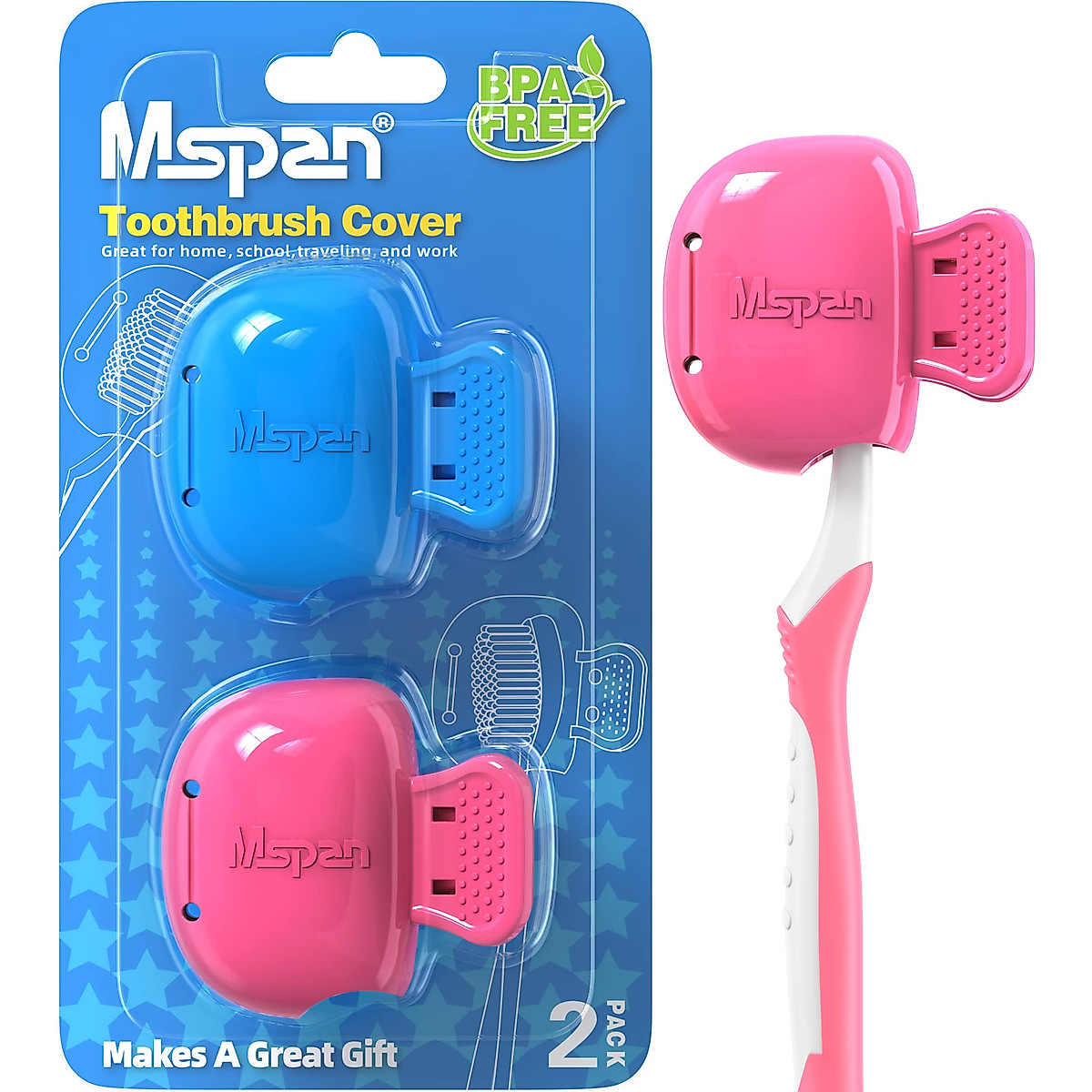 Mspan Electric Toothbrush Cover Cap: Brush Head Protector Cute Plastic Clip Pod - 6 Packs